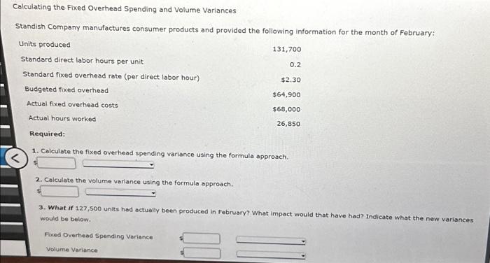 Solved Calculating the Fixed Overhead Spending and Volume | Chegg.com