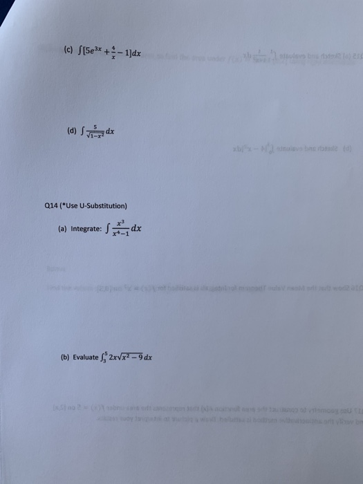 Solved (c) S[5e3* +-1]dx (d) Sdx 3.- ivab (d) Q14 (*Use | Chegg.com
