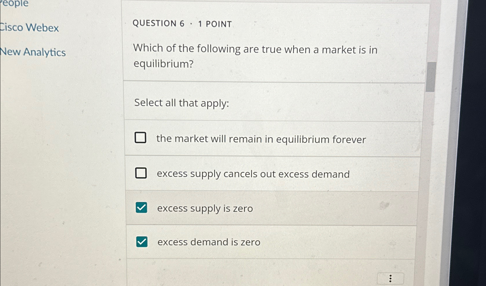 Solved Cisco WebexNew AnalyticsQUESTION 6 - 1 ﻿POINTWhich of | Chegg.com