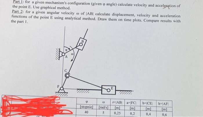 Solved 1) For a given mechanism's configuration (given | Chegg.com