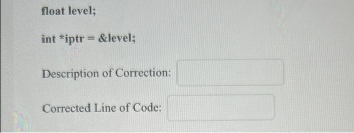Solved float level; int *iptr = & Description of | Chegg.com