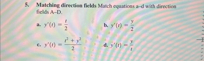 Matching direction fields Match equations a-d with | Chegg.com