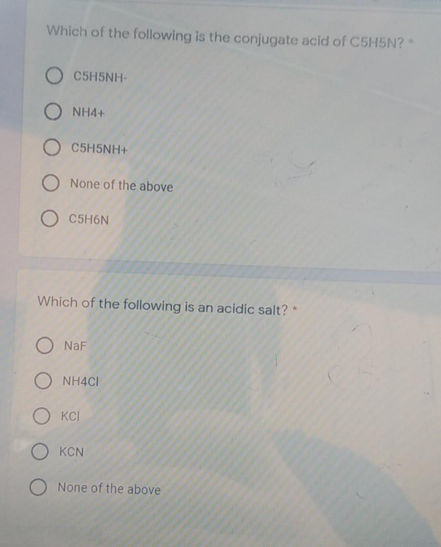 Solved Which of the following is the conjugate acid of | Chegg.com