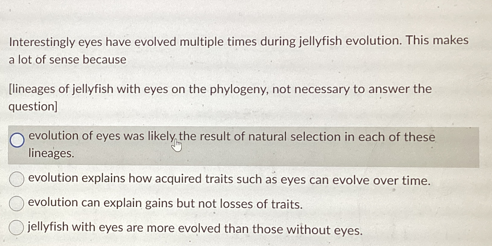 Solved Interestingly eyes have evolved multiple times during | Chegg.com