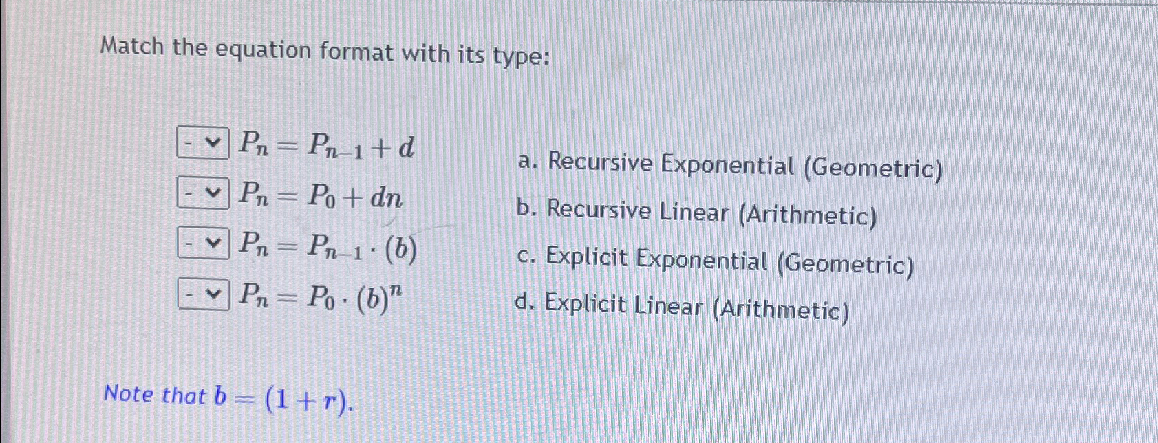 Solved Match the equation format with its | Chegg.com