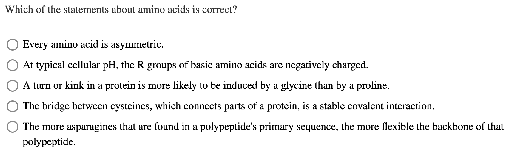 Solved Which of the statements about amino acids is correct? | Chegg.com