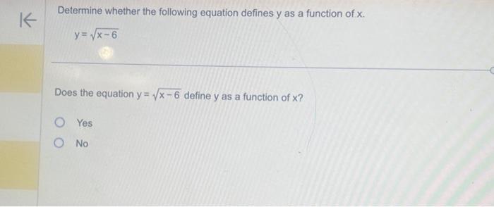 Solved Determine whether the following equation defines y as | Chegg.com
