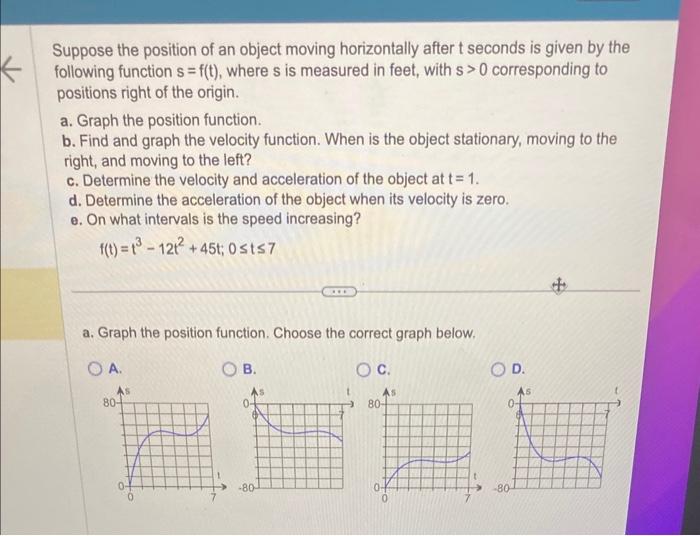 Solved Suppose the position of an object moving horizontally | Chegg.com