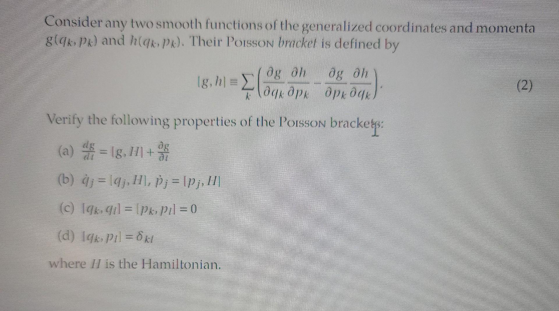 Solved Consider any two smooth functions of the generalized | Chegg.com