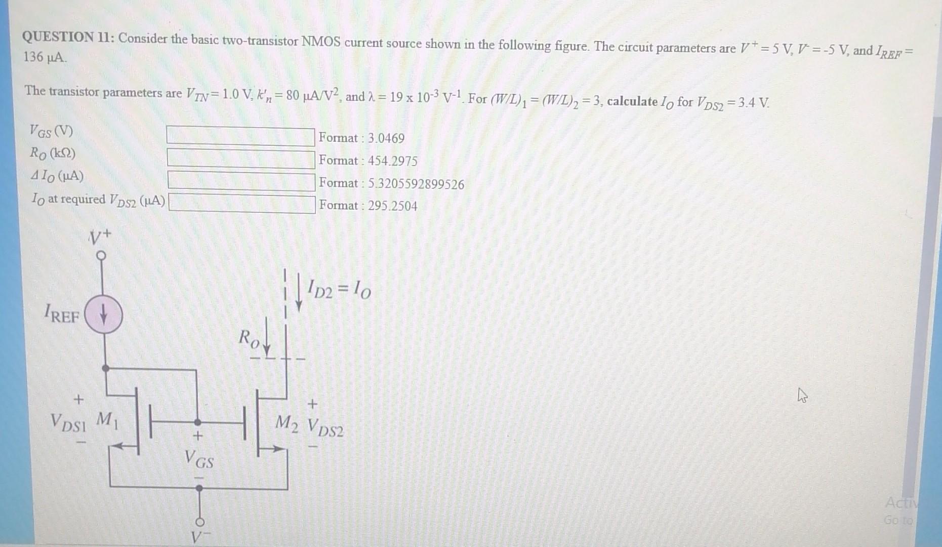 Solved QUESTION 11: Consider the basic two-transistor NMOS | Chegg.com