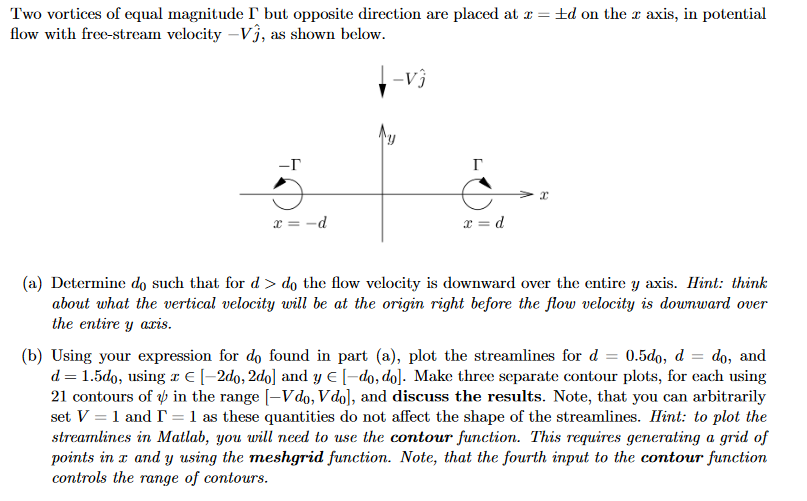 Solved Two vortices of equal magnitude Γ ﻿but opposite | Chegg.com