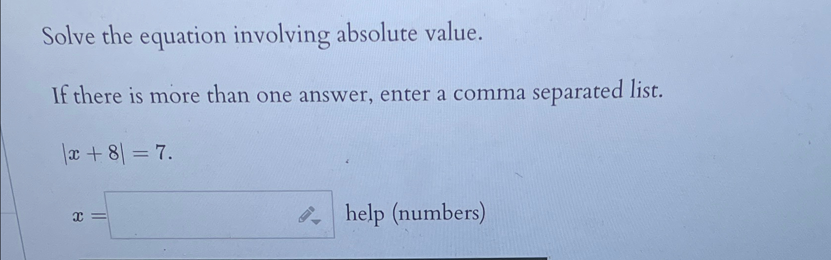 Solved Solve the equation involving absolute value.If there | Chegg.com
