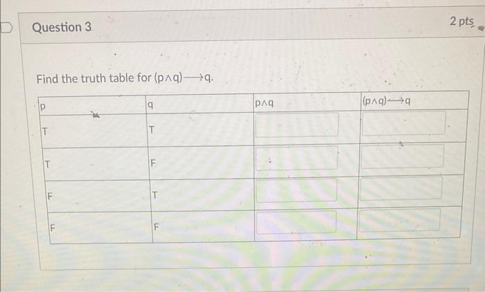 Solved Find the truth table for (p∧q) q. | Chegg.com