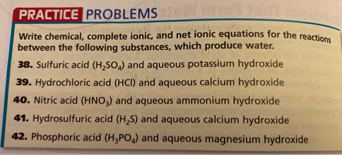 Solved PRACTICE PROBLEMS Write chemical, complete ionic, and | Chegg.com