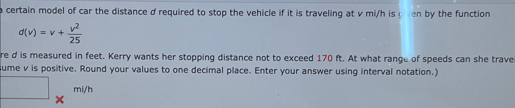 Solved certain model of car the distance d ﻿required to stop | Chegg.com