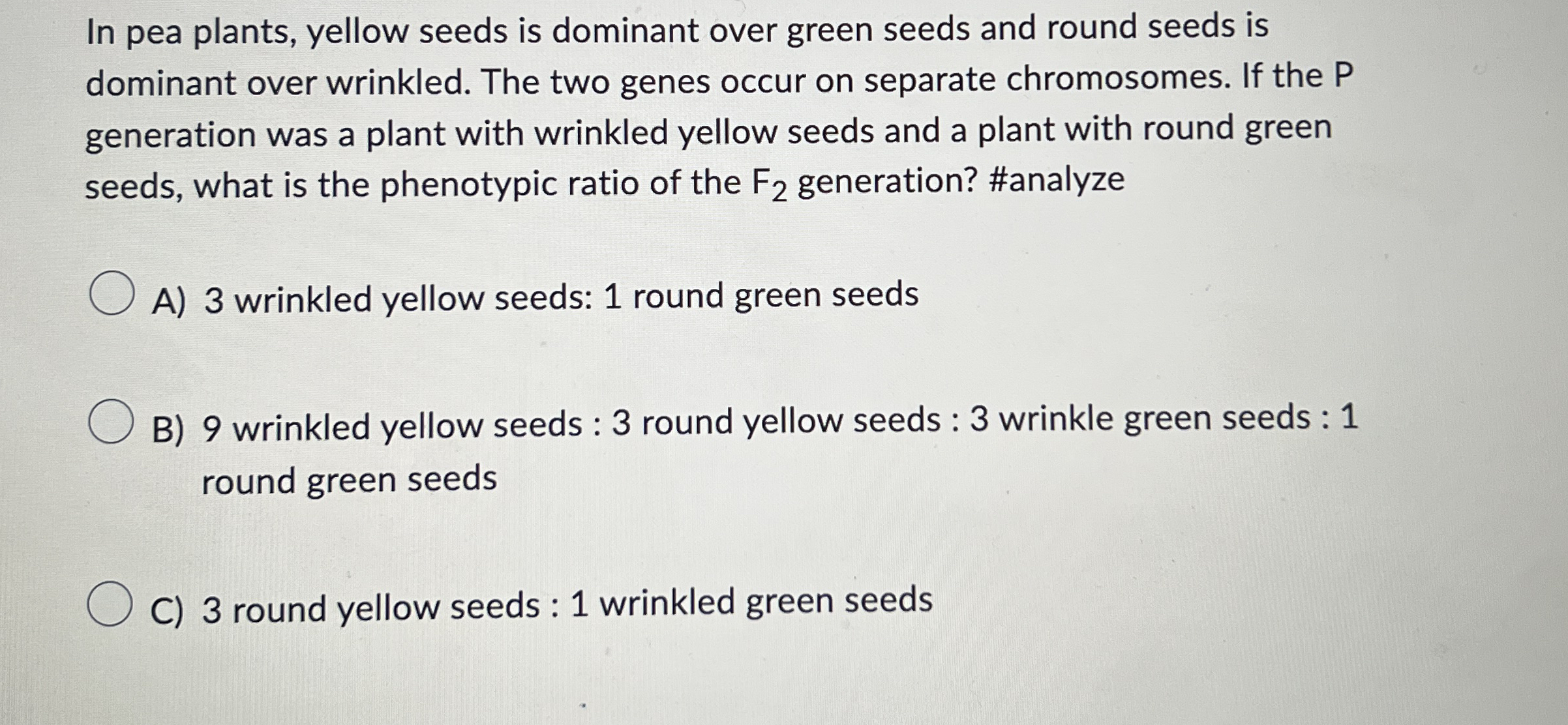 Solved In pea plants, yellow seeds is dominant over green | Chegg.com