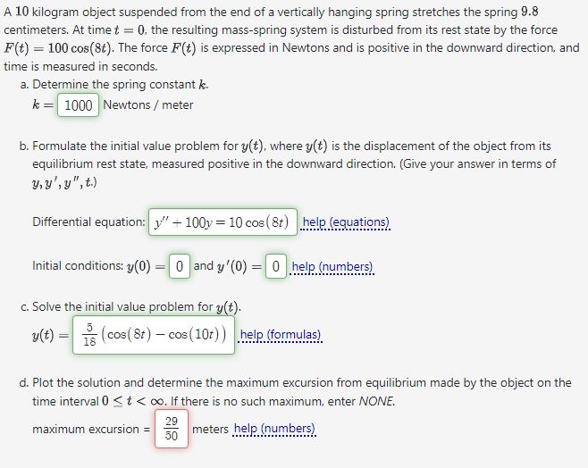 Solved I only need part d. ﻿answered:A 10 ﻿kilogram object | Chegg.com