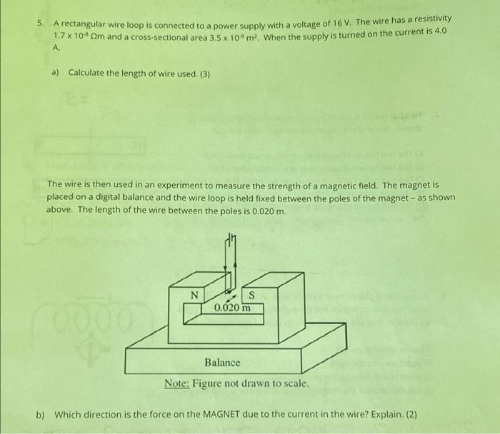 Solved 5. A rectangular wire loop is connected to a power | Chegg.com