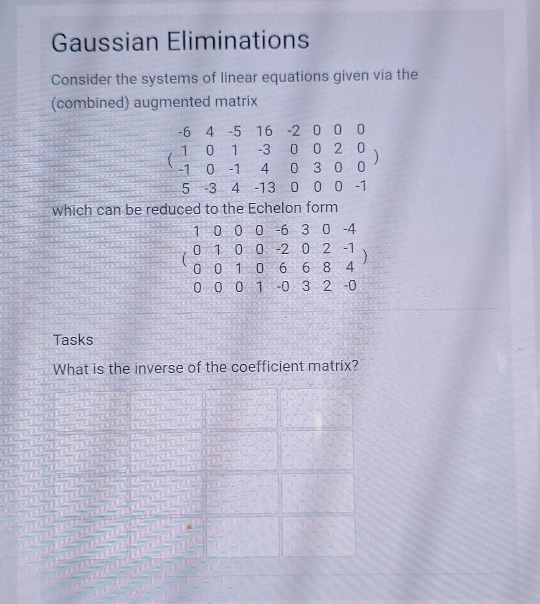 Solved Gaussian Eliminations Consider the systems of linear | Chegg.com