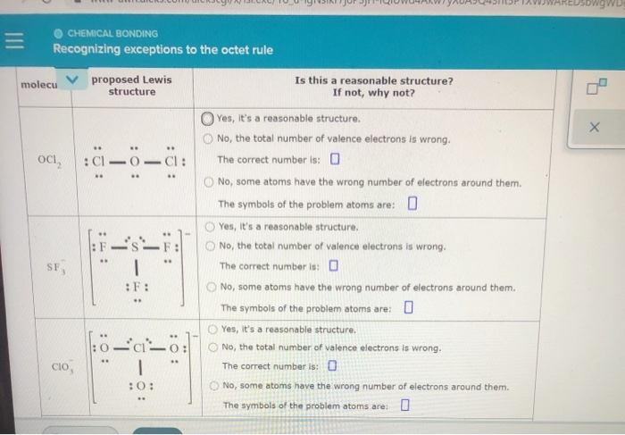 Solved CHEMICAL BONDING Recognizing exceptions to the octet | Chegg.com
