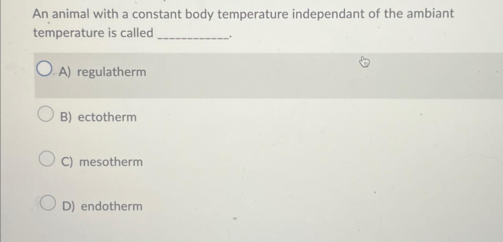 Solved An animal with a constant body temperature | Chegg.com