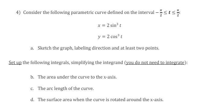Solved Consider the following parametric curve defined on | Chegg.com