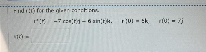 Solved Find r(t) for the given conditions. | Chegg.com