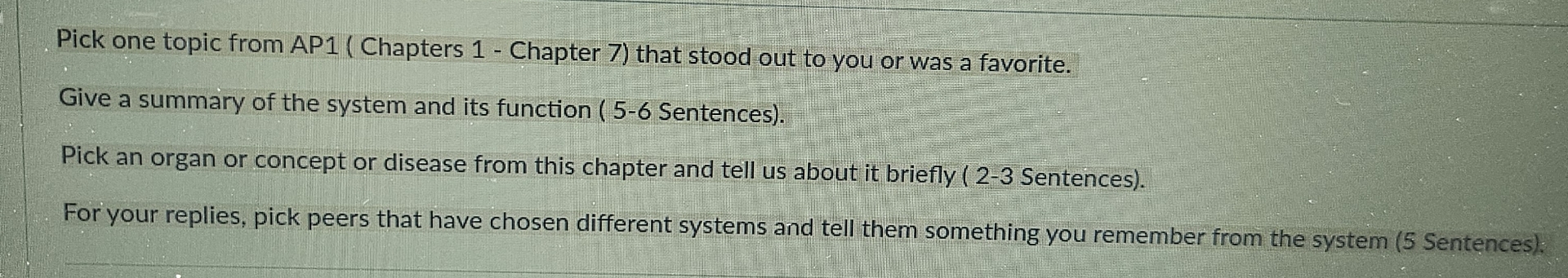 Solved Pick one topic from AP1 ( ﻿Chapters 1 - ﻿Chapter 7) | Chegg.com