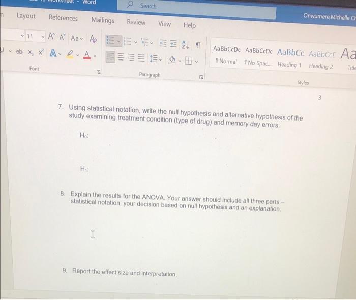 7. Using statistical notation, write the null | Chegg.com
