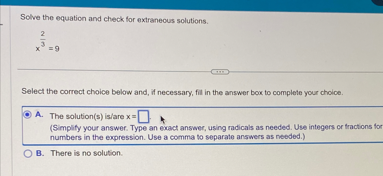 Solved Solve the equation and check for extraneous | Chegg.com
