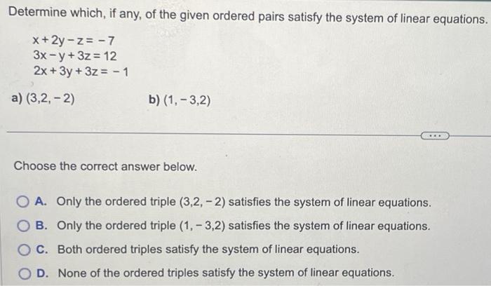 Solved Determine which, if any, of the given ordered pairs | Chegg.com