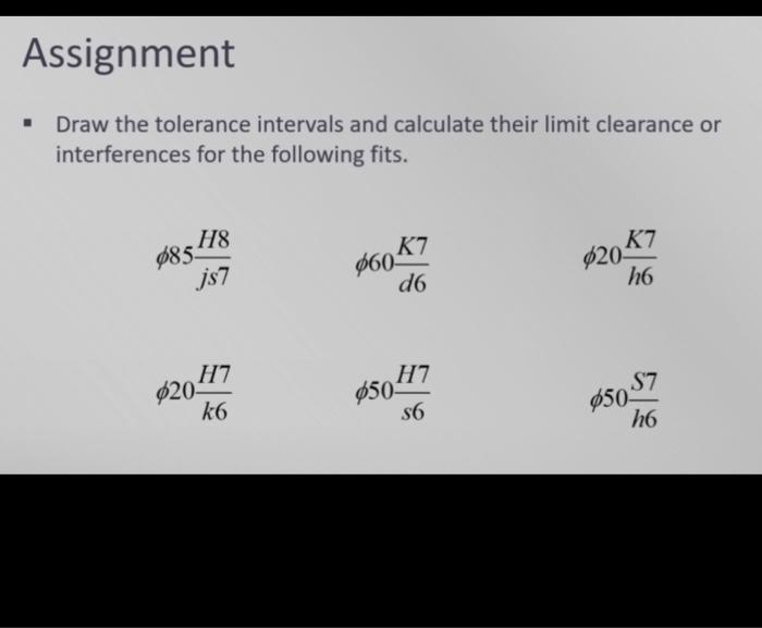 Solved Assignment • Draw the tolerance intervals and | Chegg.com