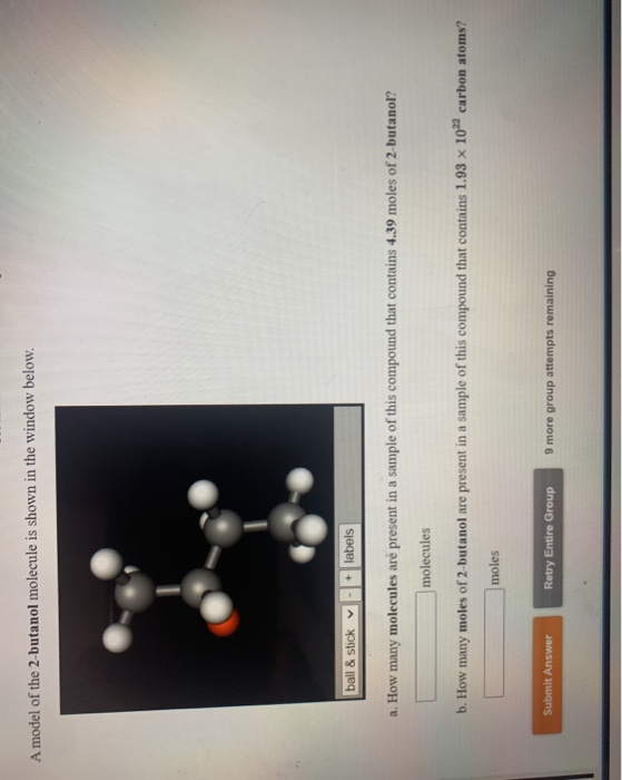 Solved A model of the 2-butanol molecule is shown in the | Chegg.com
