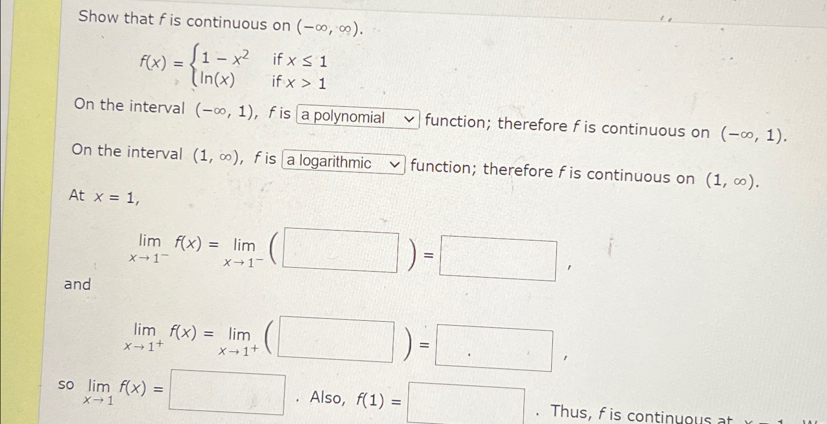 Solved Show that f is continuous on (-\\\\infty ,\\\\infty | Chegg.com
