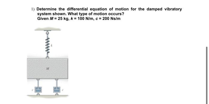 Solved 1) Determine the differential equation of motion for | Chegg.com
