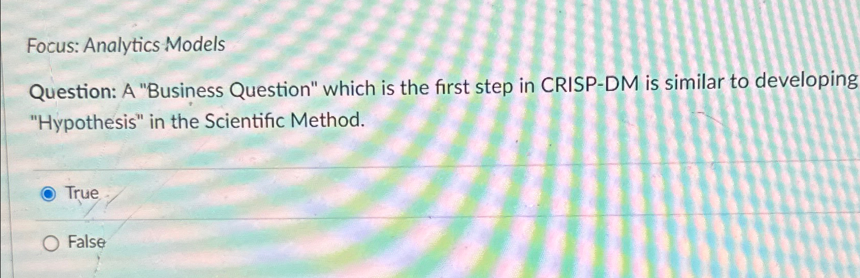 Solved Focus: Analytics ModelsQuestion: A "Business | Chegg.com