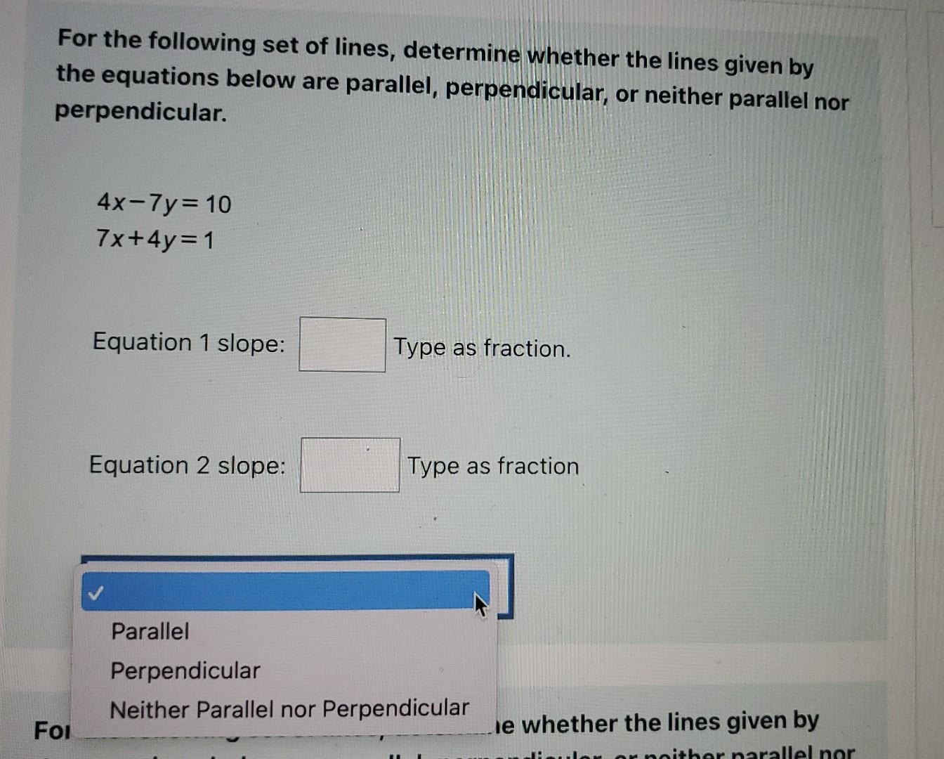 Solved For the following set of lines, determine whether the | Chegg.com