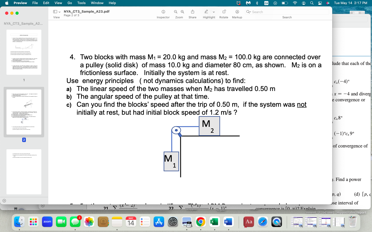 Solved Two blocks with mass M1=20.0kg ﻿and mass M2=100.0kg | Chegg.com