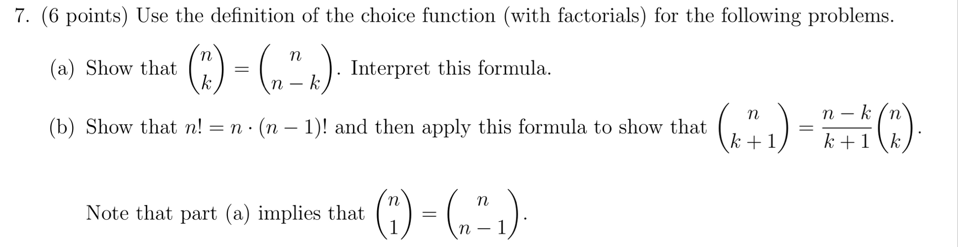 Solved (6 ﻿points) ﻿Use the definition of the choice | Chegg.com