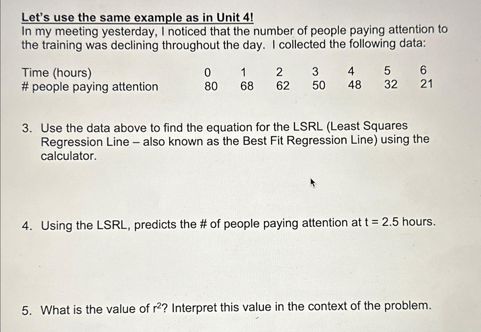 Solved Let's use the same example as in Unit 4!\\nIn my | Chegg.com