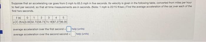 Solved Suppose that an accelerating car goes from 0mph to | Chegg.com