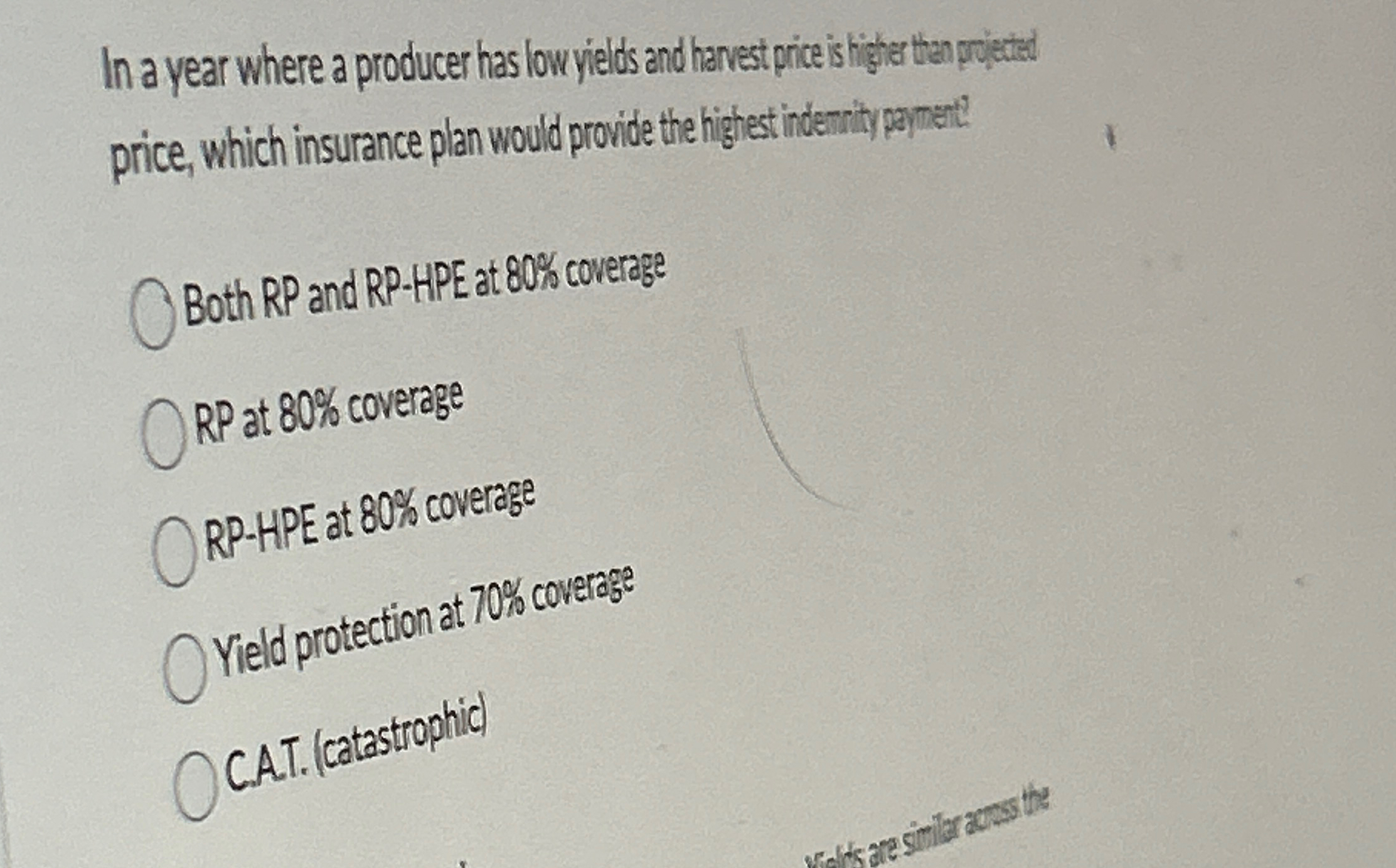 Solved In a year where a producer has low yields and hanest | Chegg.com