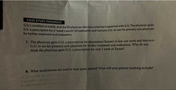 Solved CASE STUDY PROGRESS After a full medical workup, it | Chegg.com