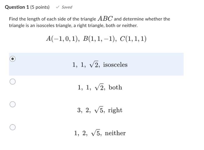 Solved Question 1 (5 points) Saved Find the length of each | Chegg.com