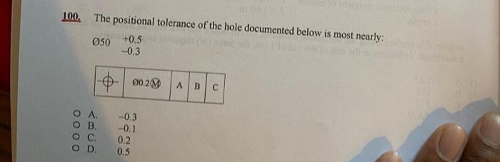 Solved The positional tolerance of the hole documented below | Chegg.com