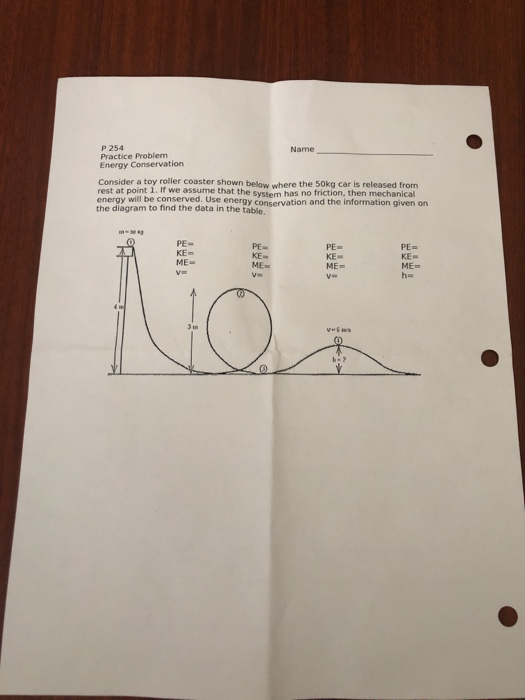 Solved P 254 Practice Problem Energy Conservation Name | Chegg.com