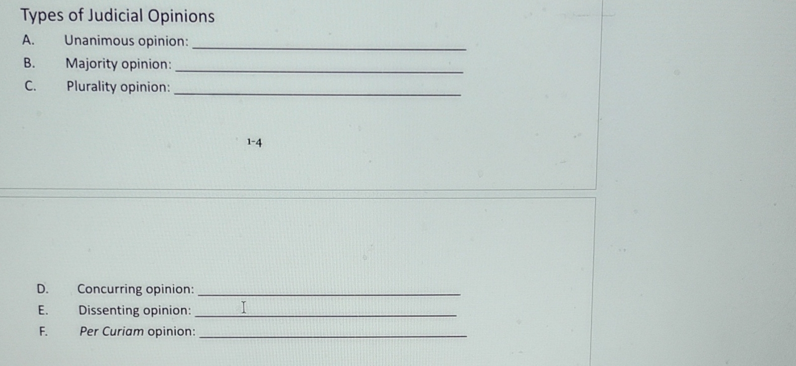 Solved Types of Judicial OpinionsA. ﻿Unanimous opiniorB. | Chegg.com