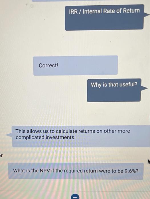 Solved IRR / Internal Rate of Return Correct! Why is that | Chegg.com