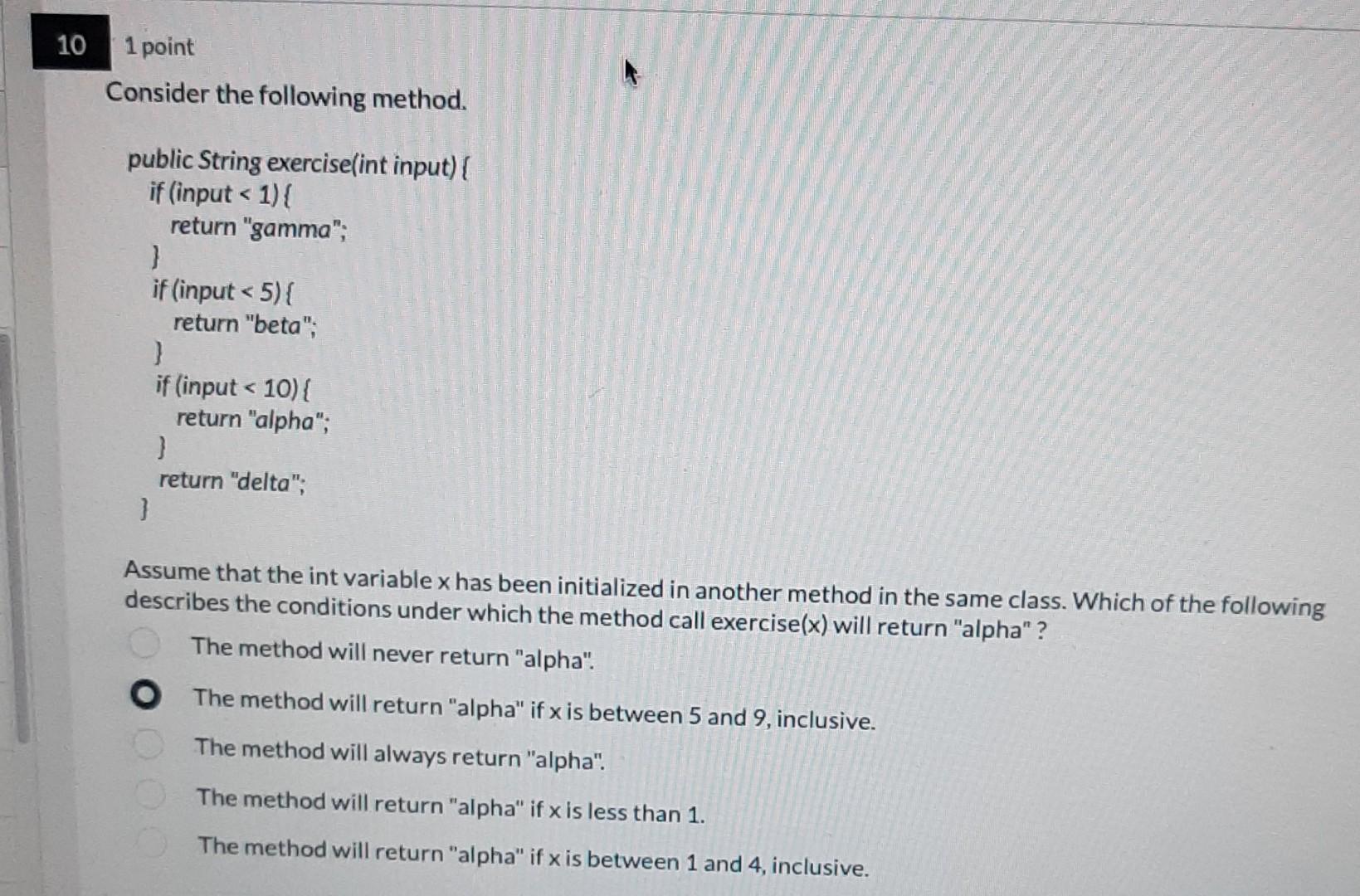 Solved Consider the following method. public String | Chegg.com