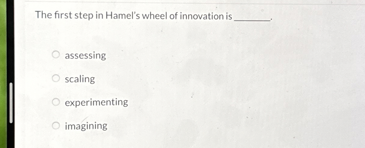 Solved The first step in Hamel's wheel of innovation | Chegg.com